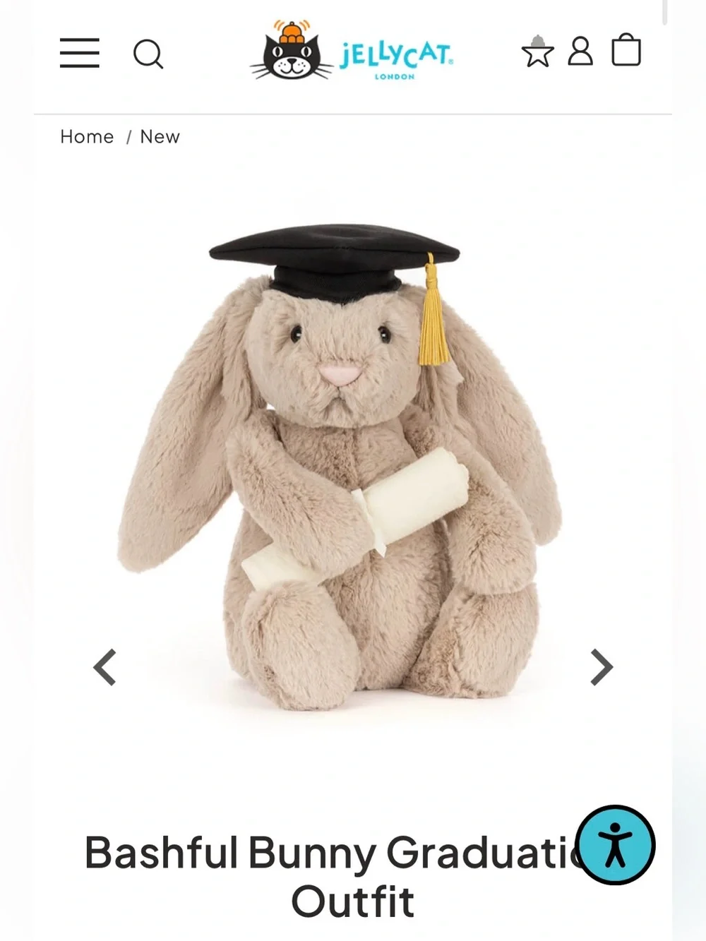 Jellycat | Toys | Jellycat Bashful Bunny Graduation Outfit 22x47x35 ...